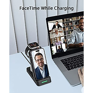 Charging Station for Multiple Devices Apple, 3 in 1 Fast Wireless Charger Dock Stand for iPhone 14 Pro Max/13/12/11/X/8 Plus, Apple Watch Series Ultra/8/7/6/SE/5/4/3/2 and Airpods with Adapter