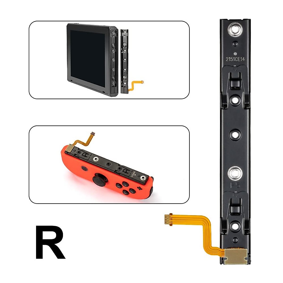 RGEEK 2022 Update Original Part Replacement Right and Left Slide Rail with Ribbon Flex Cable Replacement Part for Nintendo Switch Joycon Accessories Parts