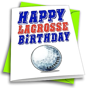 Play Strong Lacrosse Birthday Card 1-Pack (5x7) Super Star Illustrated Sports Birthday Cards Greeting Cards- Awesome for Lacrosse Players, Coaches and Fans Birthdays, Gifts and Parties!