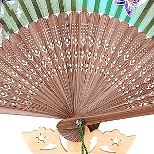 Handmade Folding Fan Folding Fan, Hand-held Fan,Chinese Style Silk Folding Classical Bamboo Fan with Portable Fan Craft Folding Fan Gift Fan Handheld Fan
