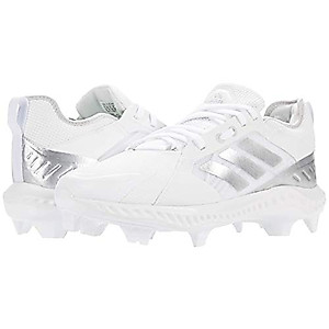 adidas Women's FV9043 Baseball Shoe, Footwear White/Silver Metallic/Grey One, 7