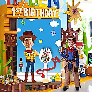 Ticiaga Toy 4th Photo Door Banner, Large Fabric Fork Face Photography Banner Background, Pretend Play Party Game Photo Props Backdrop Props, Toy Inspired Story Theme Party Favor Supplies