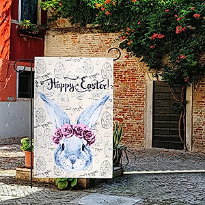 Spring Bunny Garden Flag 12x18 Inch Double Sided for Outside,Spring Yard Flag with Easter Eggs Rabbits,Easter House Flag for Holiday Yard Outdoor Easter Decoration