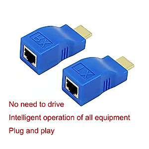 Sruixin HDMI RJ45 Adapter Ethernet Cable Extender Converter 30M CAT-5e CAT6 Supports HDMI1.4 3D 1080P Resolution 4k 2k HDTV,Set-top Box,DVD,PS4,STB,HD EVD,Projector and Surveillance,etc., 100 Feet