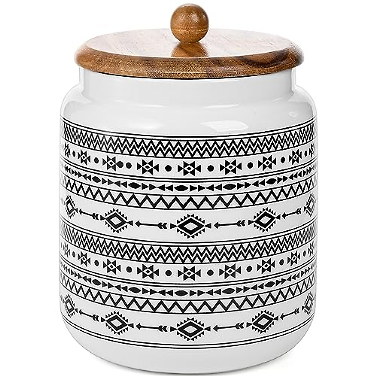 Hedume Kitchen Canister, Ceramic Large Food Storage Jar with Airtight Seal Wooden Lid, 100 Fl Oz Porcelain Food Storage Canister for Home and Kitchen Serving for Coffee, Sugar, Tea, Flour and More