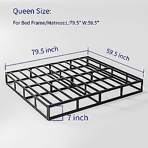 Aardhen 7 Inch Box Spring for Queen Bed,High Profile Strong Metal Frame Mattress Foundation, Quiet Noise-Free,Easy Assembly, 3000lbs Max Weight Capacity
