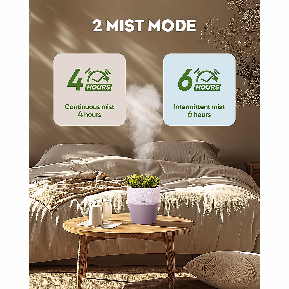 DqBaoKuan Small Humidifiers for Bedroom, Mini Fake Plants Portable Cool Mist Humidifier, USB Desk Personal Humidifiers for Baby Room Travel Bedside Office Home, 2 Mist Modes, 150ML