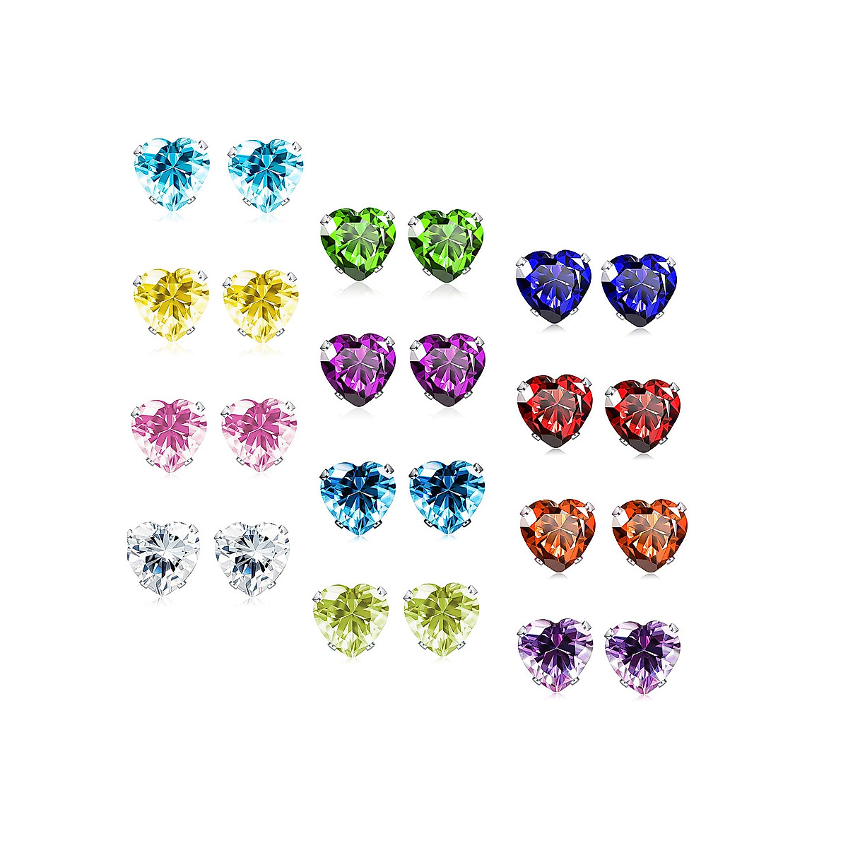 ORAZIO CZ Stud Earrings for Women Stainless Steel Cubic Zirconia Cute Heart Earrings Screwback