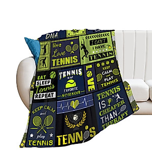 Jreergy Tennis Blanket Gifts for Tennis Player Warm Throw Blanket for Boys Girls Sport Lover Blanket for Sofa Camping Couch 40"x50"