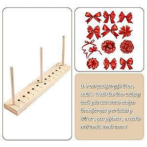 Ackitry Extended Bow Maker for Ribbon for Wreaths, Wooden Ribbon Bow Maker with Twist Ties and Instructions for Creating Gift Bows, Hair Bows, Corsages, Holiday Wreaths, Various Crafts