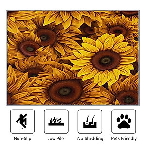 Yoozitrees Sunflower Rugs for Living Room - Sunflower Rug, 6x9 Rug, Yellow Flower Autumn Floral Area Rug, Fall Botanical Carpet, Washable & Non Slip & Soft Large Rugs, Sunflower Home Decor