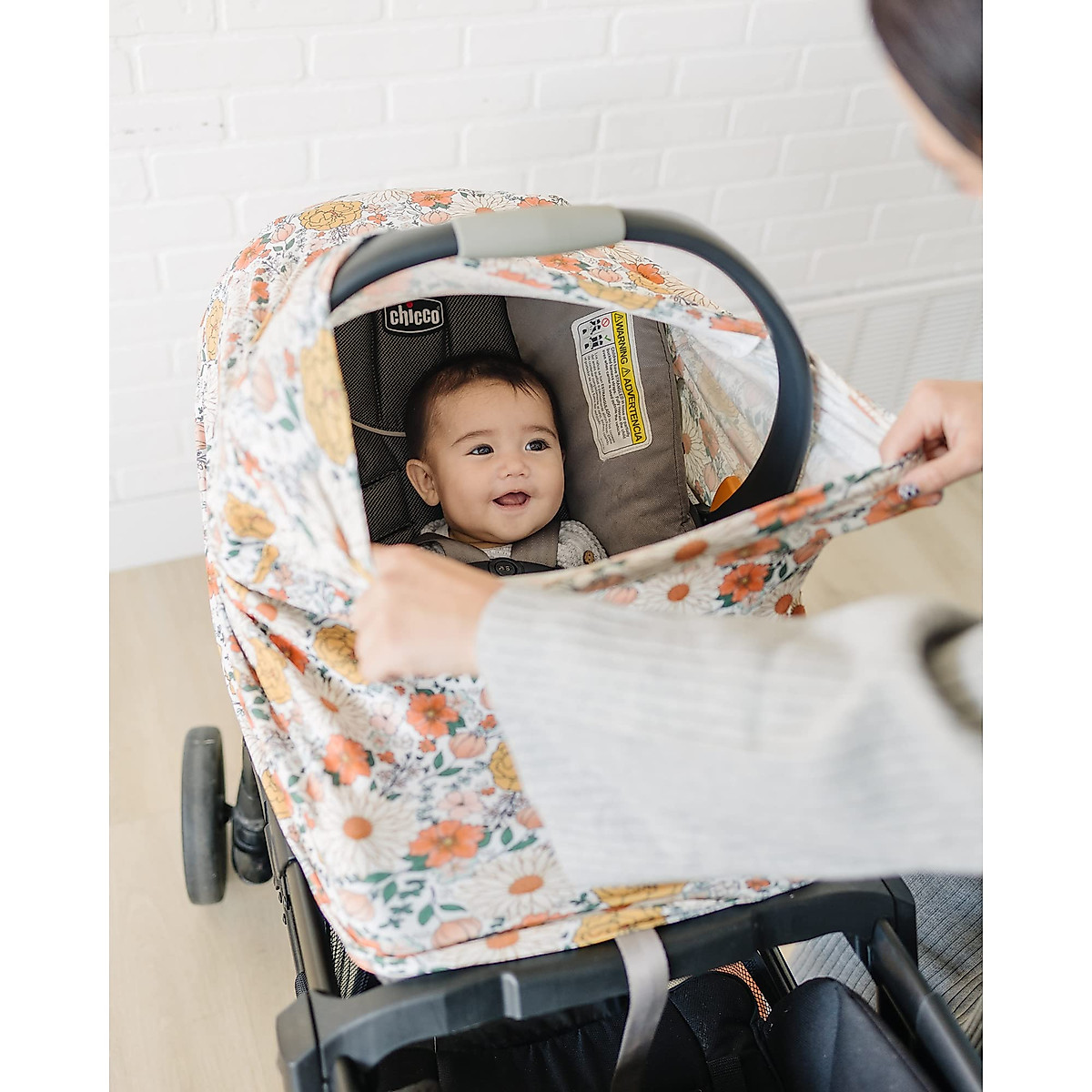 Baby Car Seat Covers- Multi-use Carseat Canopy for Babies, Stretchy Infant Carseat Cover Boy, Shower Gifts for Unisex Boys and Girls(Floral)