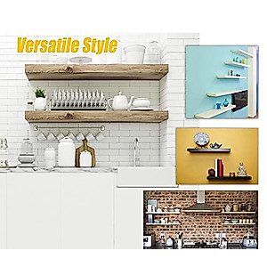 COUNTOOZQ Floating Shelves Rustic Wood Wall Shelf Wall Shelf Wood Floating Rack Hidden Decoration Storage Holder Shelf Rack Handmade Multifunction Decorative for Kitchen/Bedroom Frame,50cm