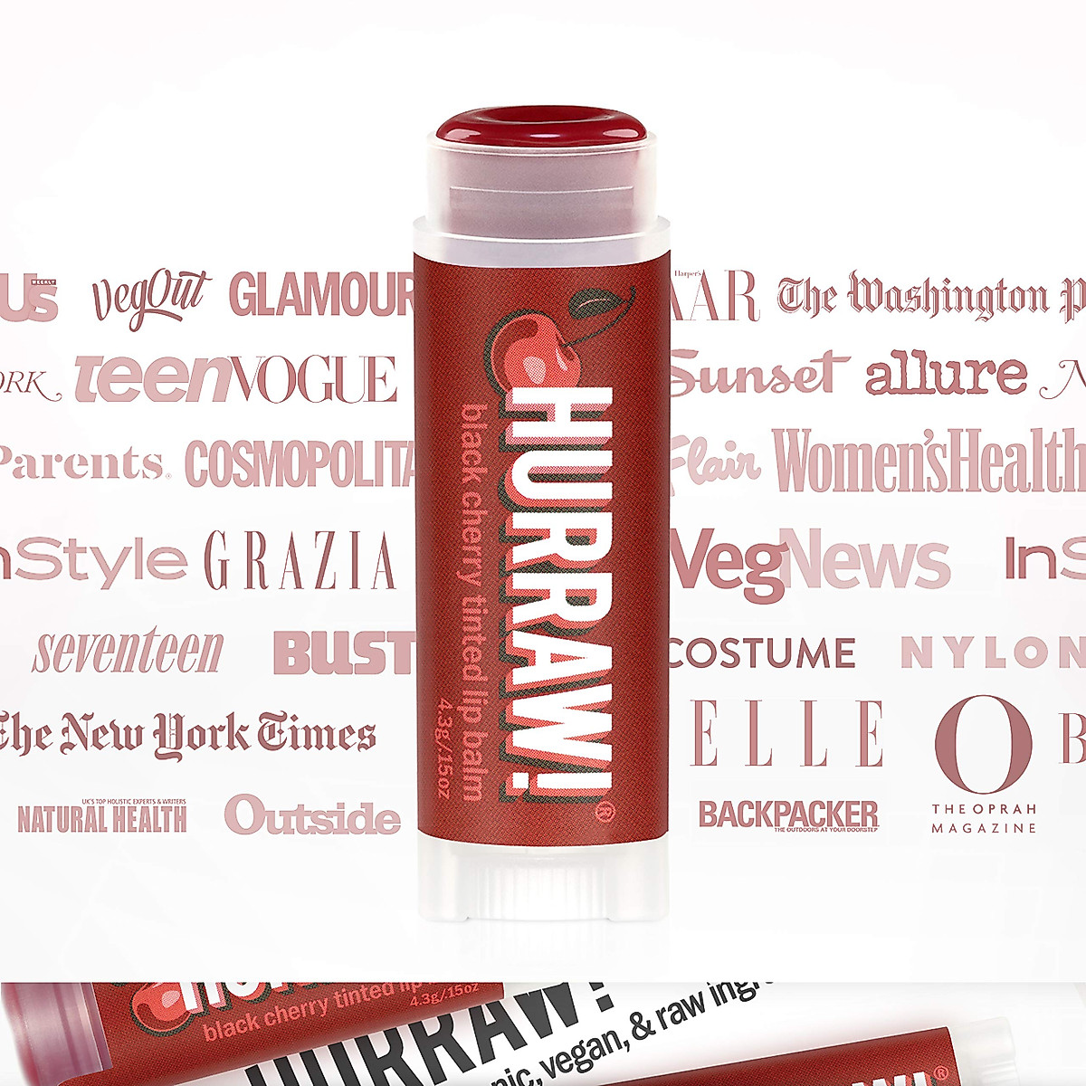 Hurraw! Black Cherry Tinted Lip Balm: (Sheer Red Tint) Organic, Certified Vegan, Cruelty and Gluten Free. Non-GMO, 100% Natural Ingredients. Bee, Shea, Soy and Palm Free. Made in USA