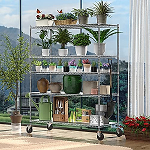 Raynesys Wire Shelving with Wheels, 3000Lbs Heavy Duty NSF-Certified Metal Storage Shelf, Commercial-Grade Adjustable Utility Rack with Shelf Liners Set of 5, 5-Tier 60x24x72 in, Chrome