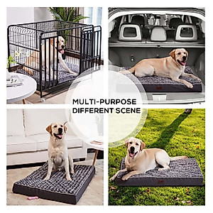 Large Orthopedic Dog Bed for Medium, Large and Extra Large Dogs, Egg-Crate Foam Pet Bed Mat with Rose Plush Removable Cover, Waterproof Lining, and Non-Slip Bottom, Machine Washable