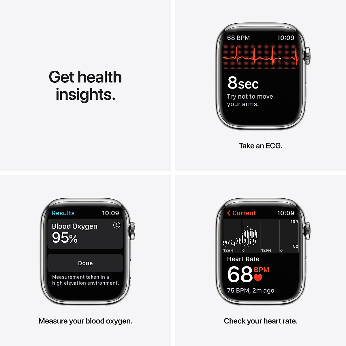 Apple Watch Series 7 [GPS + Cellular 45mm] Smart watch w/Silver Stainless Steel Case with Starlight Sport Band. Fitness Tracker, Blood Oxygen & ECG Apps, Always-On Retina Display, Water Resistant