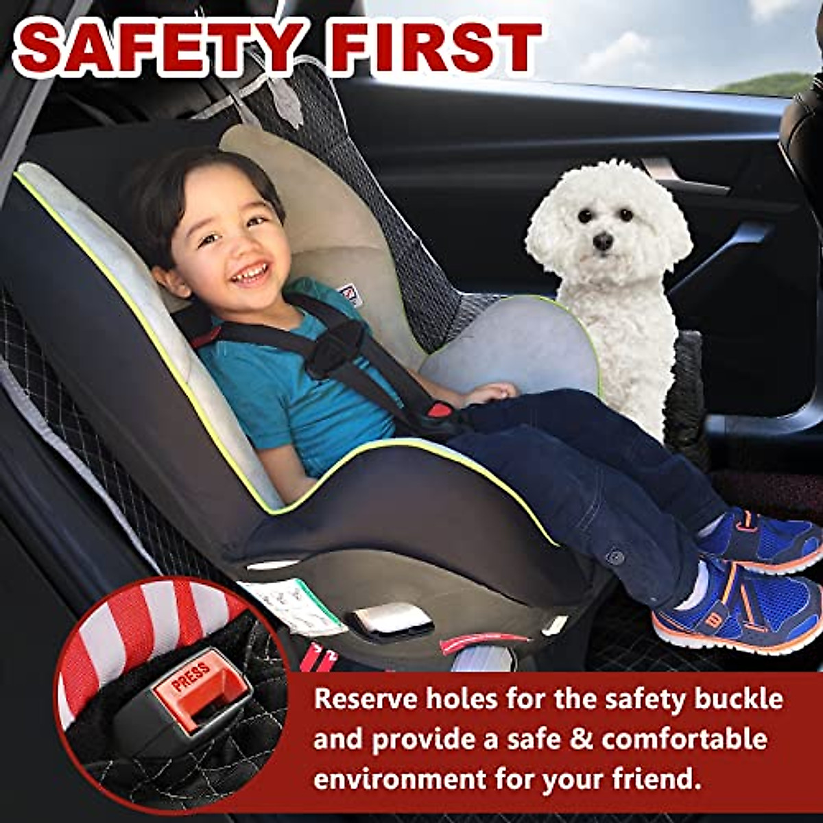 Dog Car Seat Cover for Back Seat, Yagud 100% Waterproof, 600D Scratch Resistant and Nonslip Dog Seat Cover Protector, Washable, Quilted Pet Bench Cover for SUV, Truck & Sedan, Dark Black, 58" x 54"