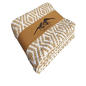 THE BEER VALLEY Cotton Diamond Rug 21x34 Inches - Linen, Reversible Machine Washable Accent Rugs for Bedroom, Kitchen, Entryway, Bathroom