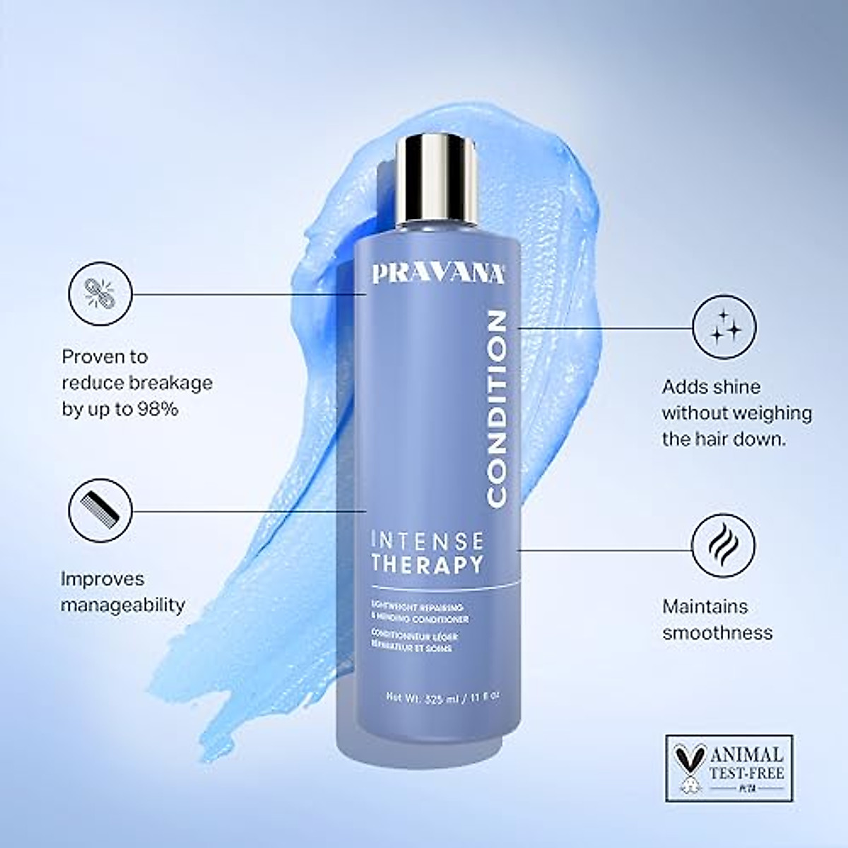 PRAVANA Intense Therapy Conditioner | Lightweight Repairing & Mending | Restores & Nourishes Damaged Hair | Proven to Reduce Breakage | Strengthens, Hydrates, Softens | 33.8 Fl Oz