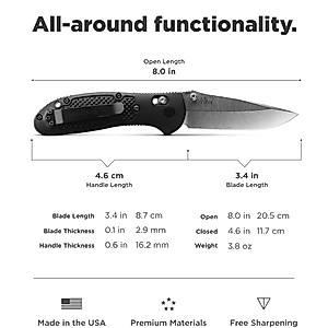 Benchmade - Griptilian 551-S30V EDC Knife with Black Handle (551-S30V)