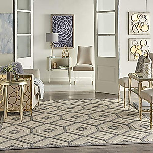 Nourison Palamos Indoor/Outdoor Cream 7'10" x 9'10" Area Rug, Easy-Cleaning, Non Shedding, Bed Room, Living Room, Dining Room, Backyard, Deck, Patio (8x10)