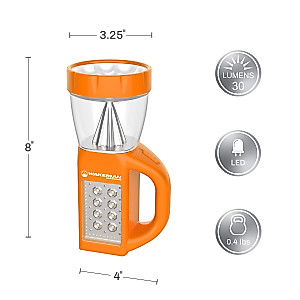 Wakeman LED Lantern Flashlight Combo - Portable 3-in-1 Lightweight Lamp with Side Panel Light for Camping, Hiking & Emergencies Outdoors (Orange)