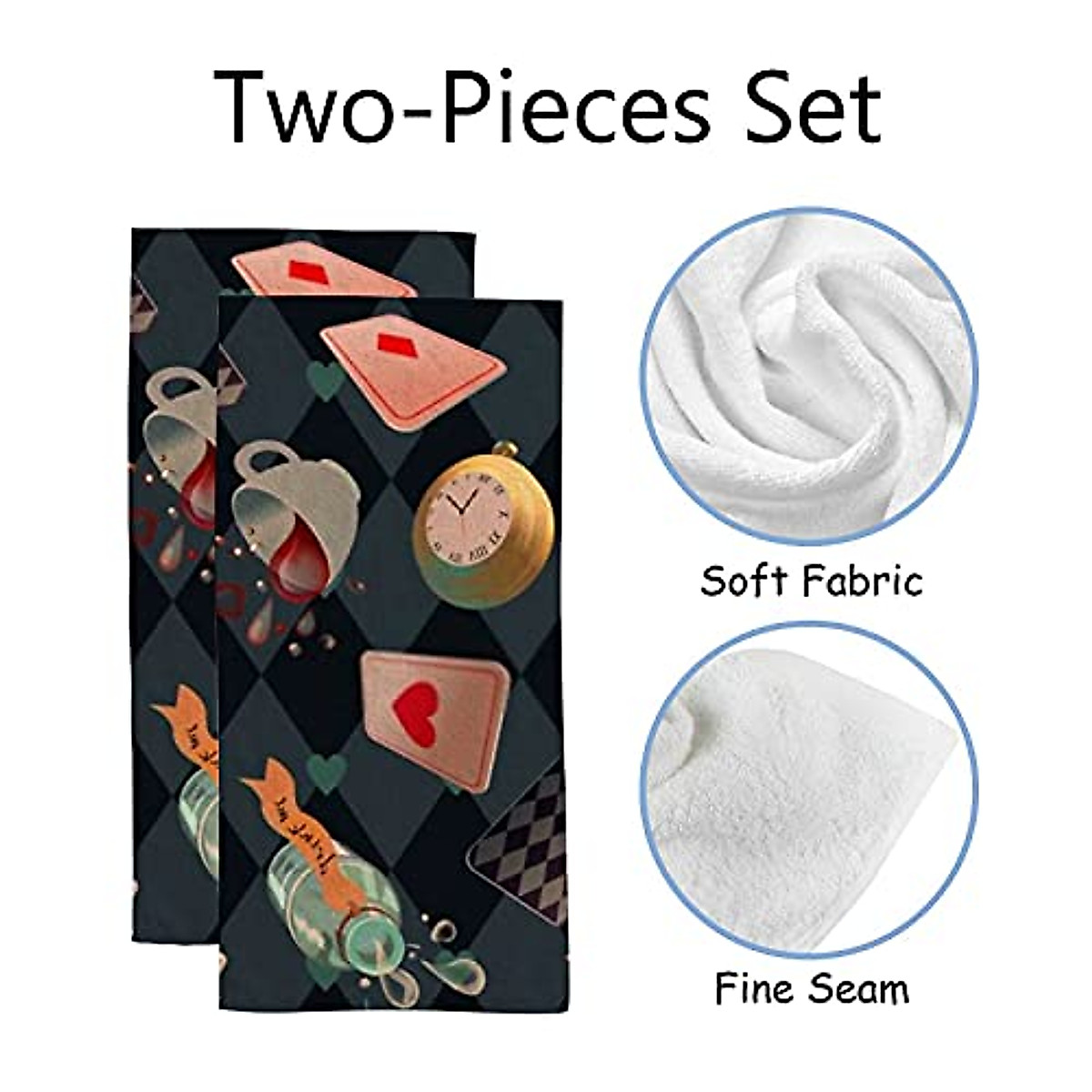 Hand Towels Face Towels Set of 2 Wonderland Floating Decoration Soft Comfortable Polyester Microfiber Fast Water Absorbent Towels for Bathroom Kitchen 30X15 Inch