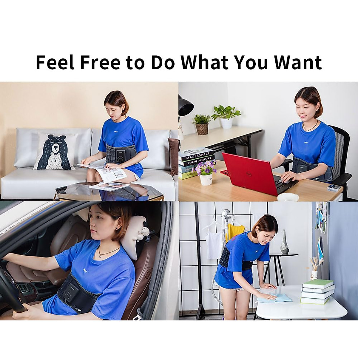 Cordless Heating Decompression Back Belt for Lower Back Pain Relief, Inflatable Lumbar Traction Device with Heating Pad Powered by 4000mAh Rechargeable Battery, One Size Fits 29-49 Waist