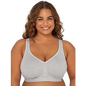 Fruit of the Loom Women's Plus Size Wireless Cotton Bra, Heather Grey, 40G