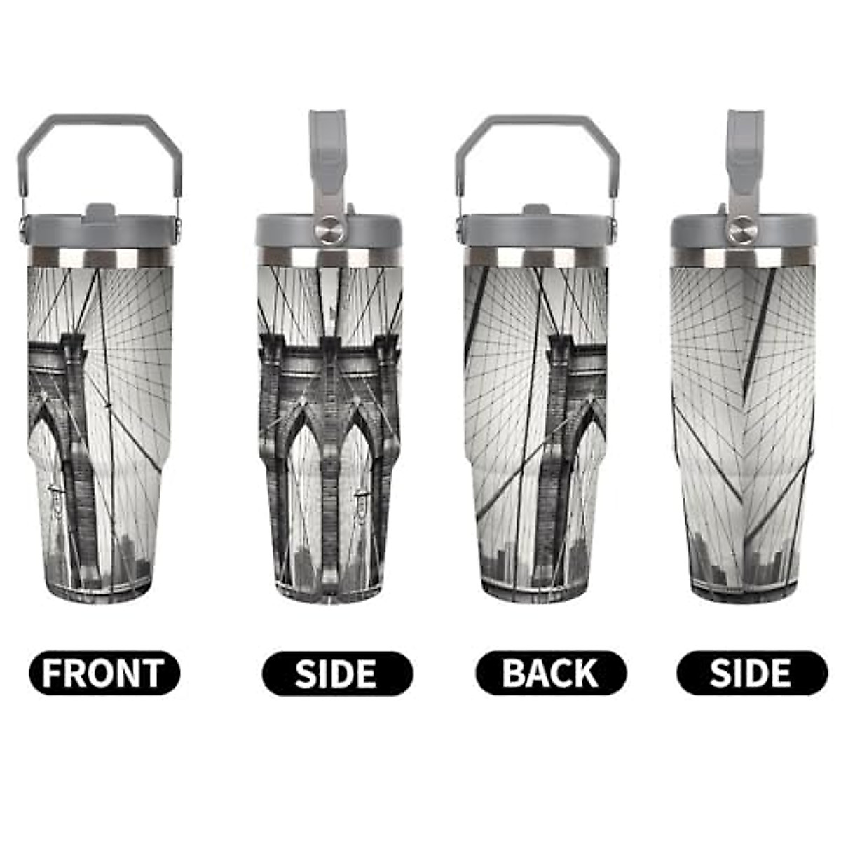 SYJTGDE Large Capacity Car Cup Brooklyn Bridge Fashionable Upgrade Car Cup Advanced And Beautiful Travel Cup