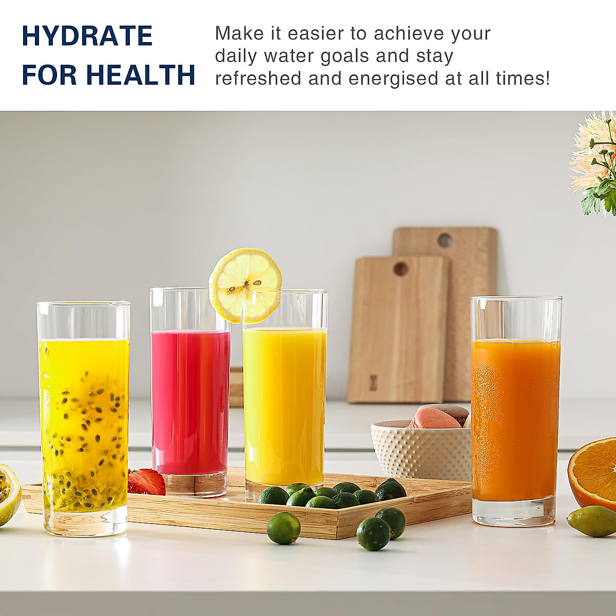 OUWO Highball Glasses Set of 6, 11.5oz Tall Drinking Glasses, Water Glass for Kitchen, Mojito Glass Cups, Cocktail Glasses for Bar Glassware