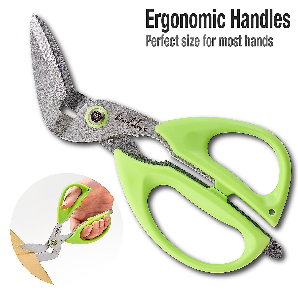 Beaditive Heavy Duty Multipurpose Angled Craft Scissors 7" - Japanese Stainless Steel, Serrated Blade - Craft Shears for Cardboard, Plastic, Leather, Fabrics, and Packaging