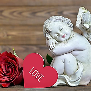 Yulejo 3 Pieces Valentine's Day Wood Sign Heart-Shaped Wood Letter Double-Sided Wooden Heart Decorative Sign Table Centerpiece Decor for Valentine's Day