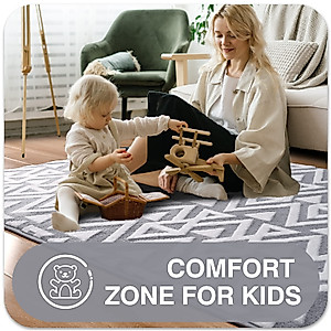 Ompaa Ultra Soft Shaggy Rugs Memory Foam Bedroom Carpet, Grey 6 x 9 Feet, Plush Geometric Textured Area Rugs for Living Room Couch Dorm Bedside Kids Girls Teens Room Nursery Decor Floor Mat