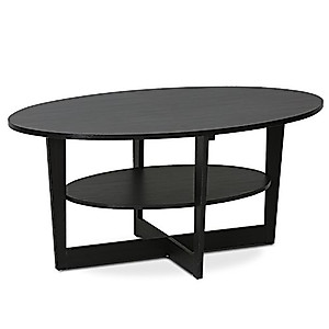 Furinno Oval Coffee Table, Walnut