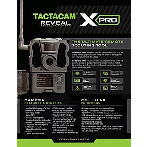 TACTACAM Reveal X PRO Cellular Trail Camera, Verizon and AT&T, NO Glow, Integrated GPS Tracking, Built in LCD Screen, HD Photo and HD Video (X-PRO)