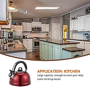 UPKOCH Whistling Stovetop Tea Kettle 3L Stainless Steel Teapot Hot Water Boiling Whistling Tea Pot with Cool Grip Ergonomic Handle for Gas Induction Electric Stovetops Red