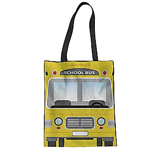 STARTERY Cotton Blend Canvas Tote Shoulder Bag Recycle Womens Handbags with Yellow Buses
