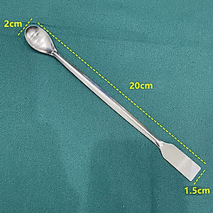 5 Pieces 20cm Stainless Steel Lab Spoon Spatula 2 in 1 Long Handle Laboratory Sampling Spoon Mixing Spatula Double-Ended Reagent Sampling Spoon Lab Spatulas for Experiment Lab Use