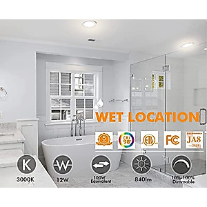 CLOUDY BAY 7.5 inch LED Ceiling Light,12W 840lm,5000K Day Light,LED Flush Mount,White Finish,Wet Location