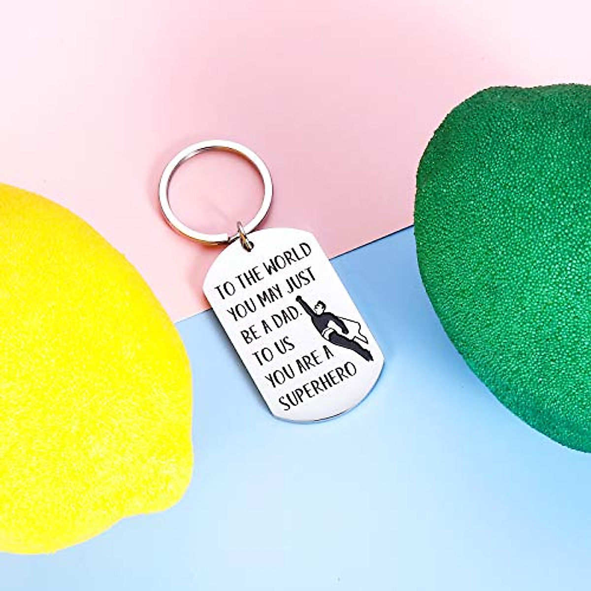 Dad Keychain Fathers Day Gifs for Dad from Daughter Son Wife Birthday Christmas Git for Step Dad New Dad Daddy Valentines Day Family Gif for Men Him Daddy Thanksgiving Superhero Present to Papa