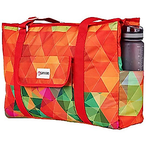 SHYLERO Beach Bag and Pool Bag Has Cooler Pocket, 7 Pockets Total, Zip Top. Family Size Waterproof Beach Tote