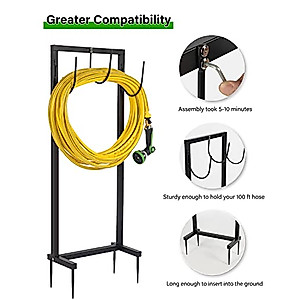 Garden Hose Holder Freestanding Thicker Metal Hose Stand Securely Hold Hose 3/4 inch x 100 ft, Detachable water hose stand for Outdoor Yard