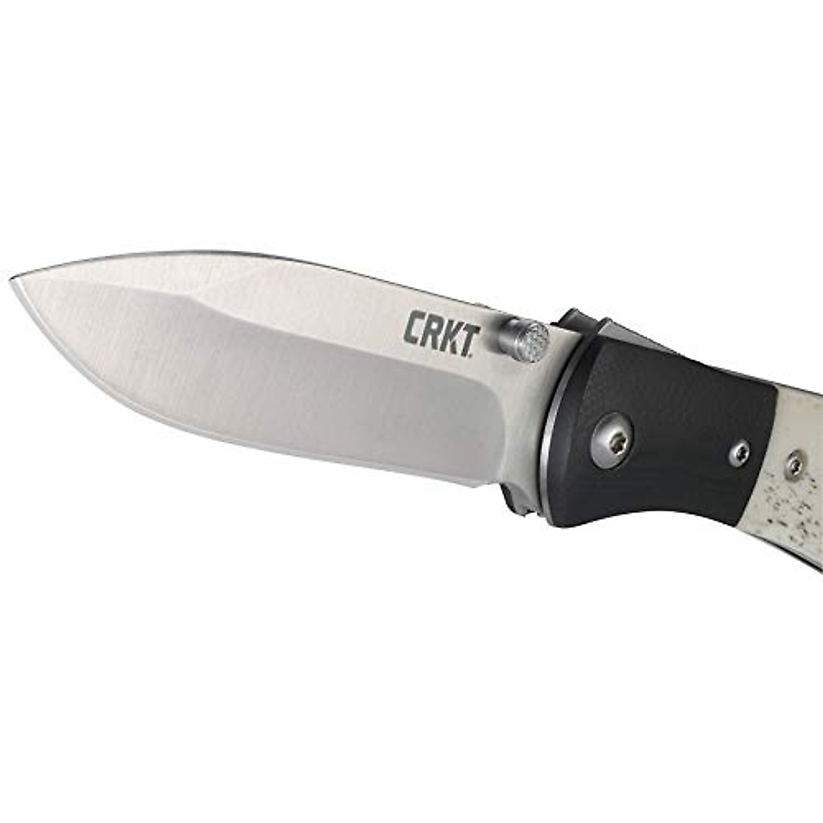 CRKT M4-02 EDC Folding Pocket Knife: Assisted Opening Everyday Carry, Satin Blade, Thumb Stud, Liner Lock, G10 Bolster, White Bone Handle, Pocket Clip