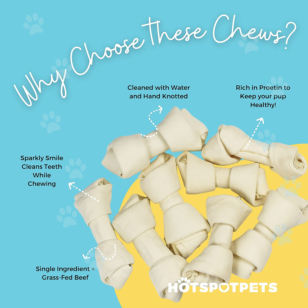 Hotspot Pets 4-5 Inch USDA Certified Facility Rawhide Dog Chew Bones - Choice of 10, 20, 30 Packs - from Grass Fed Brazilian Cows - Promotes Dental Hygiene and Good Behavior (10 Pack)