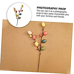 Artibetter 3pcs 5 Egg Decoration Easter Egg Vine Easter Eggs Decor Easter Party Favors Easter Vase Filler Spring Egg Stems Easter Picks with Pastel Easter Eggs Flower Shape Plant Basket Foam