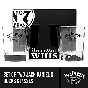 Jack Daniels Official - Jack Daniels Whiskey Glasses, Set of 2 Licensed Jack Daniel's Old No 7 Branded Glass Whiskey Tumbler 330 ml - 11oz Premium Whisky Glass Set - Jack Daniels Gifts for Men, Women
