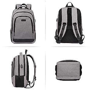 CLUCI Laptop Backpack for Men Women School Backpack College Bookbag for Men Water Resistant Travel Work Backpacks Fits 15.6" Laptop Business Computer Bag with USB Charging Port Grey