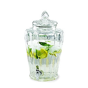 Style Setter Royal Ridge Beverage Dispenser Cold Drink Dispenser w/ 2.3-Gallon Capacity Glass Jug, Leak Proof Acrylic Spigot Great for Parties, Weddings & More